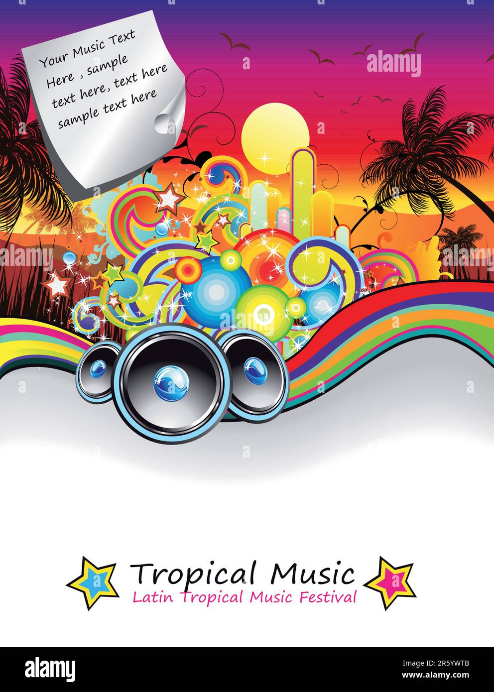 Colorful Rainbow Musical Event Background for Flyers Stock Vector Image ...