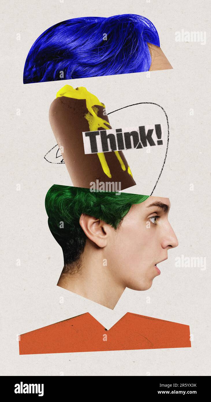 Young man, employee generating creative professional ideas ...