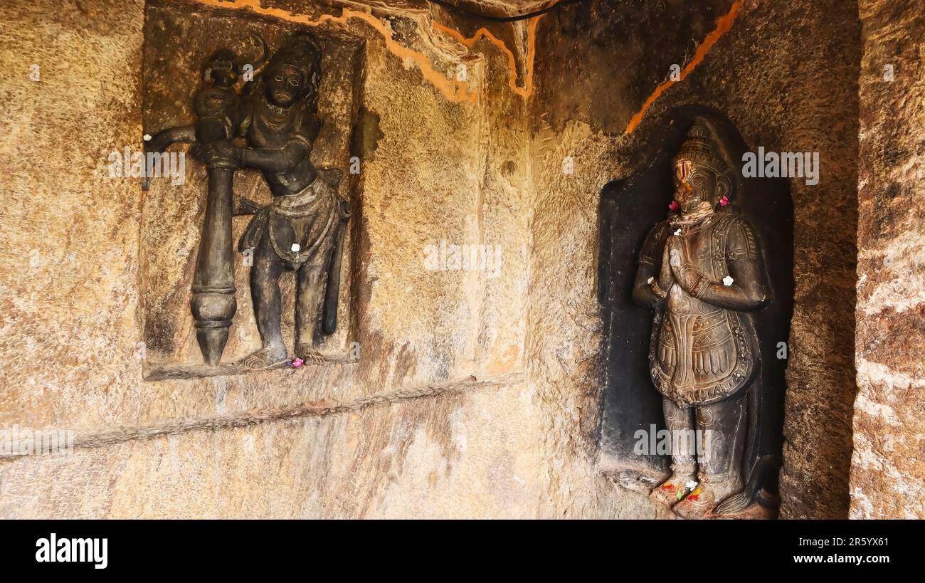 Carved sculpture of Lord Hanumana on the Second Storey of Caves ...