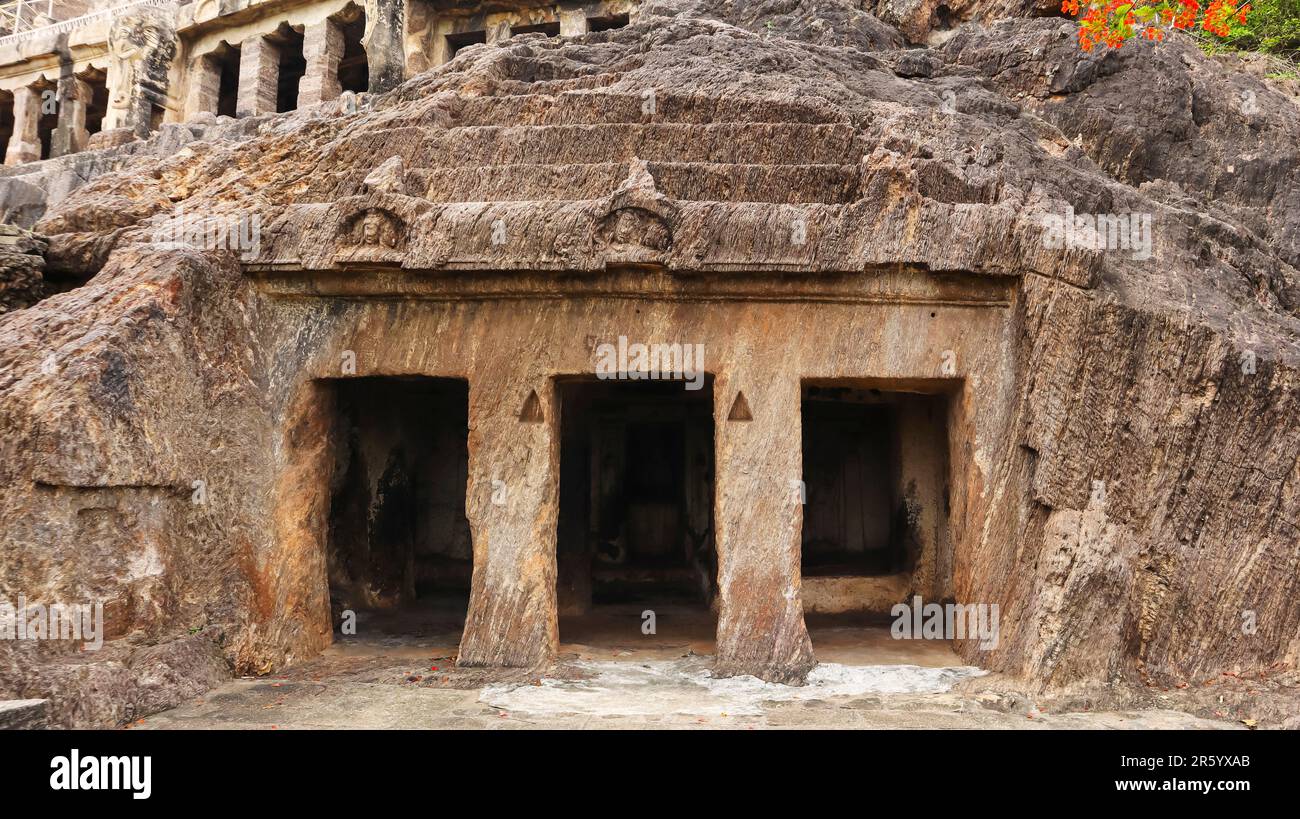 Ground floor Carved of Undavalli Caves, Vijayawada, Andhra Pradesh ...