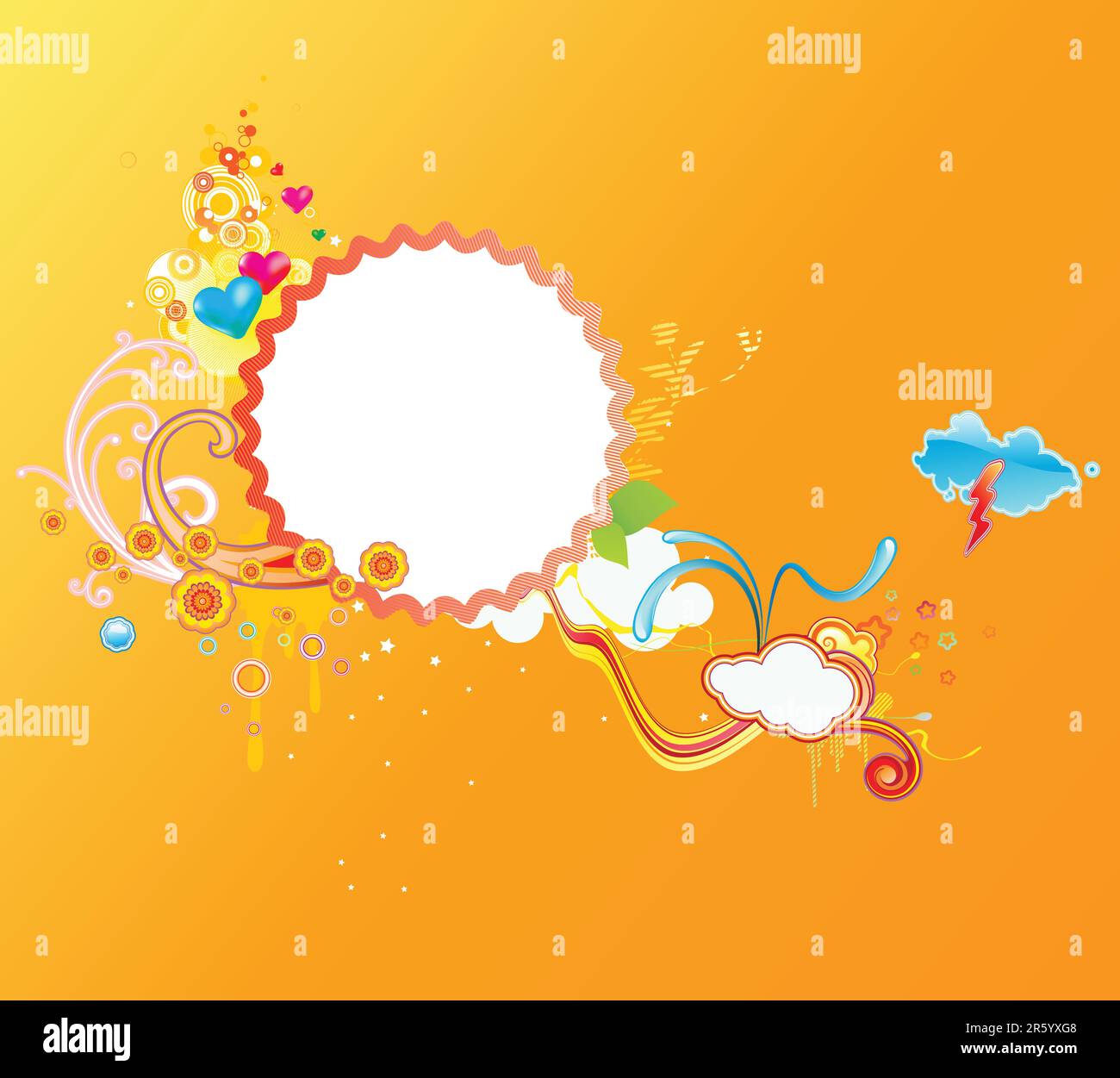 Vector illustration of retro styled design frame made of floral ...