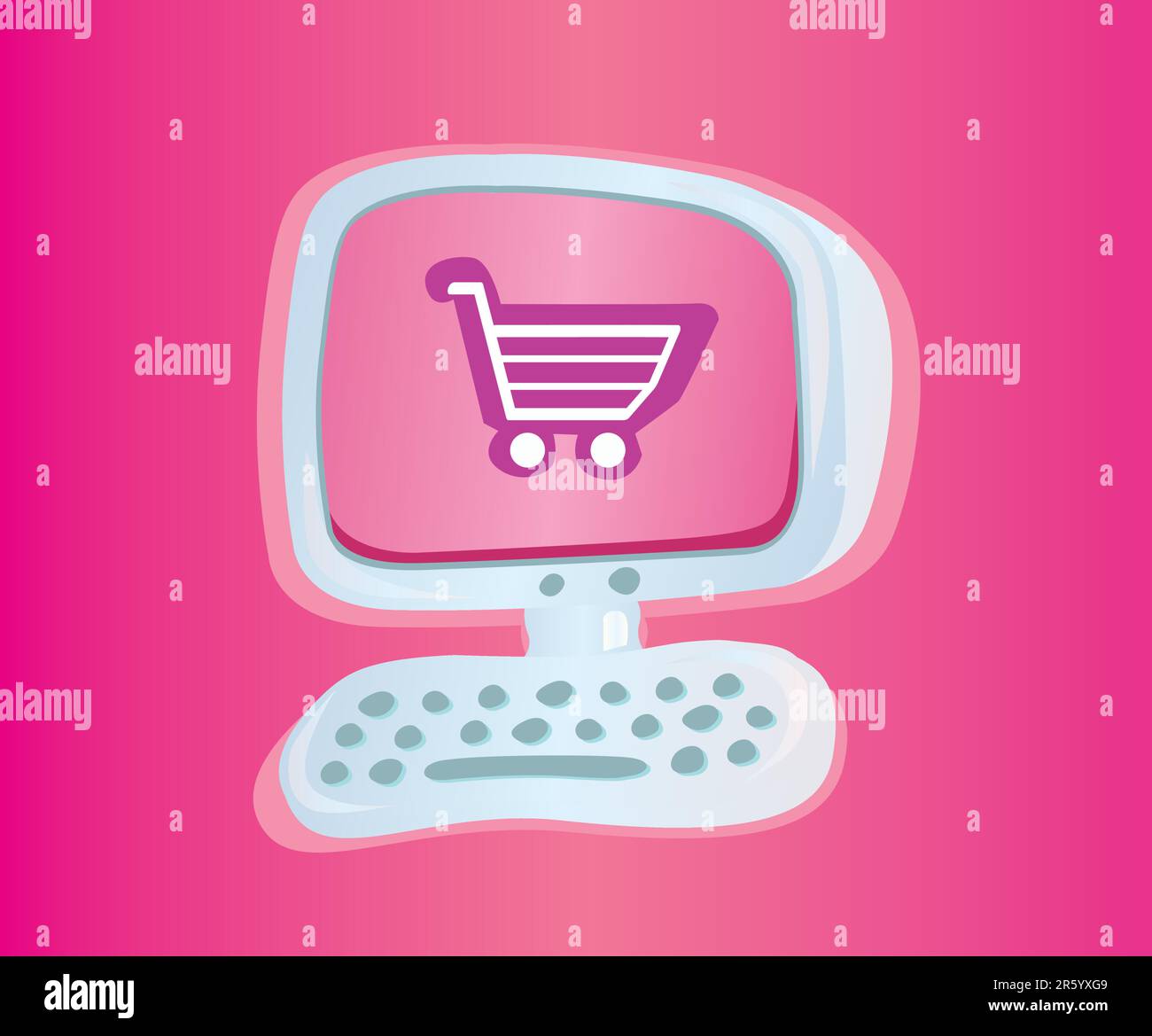 Stylish computer with shopping cart. Vector Illustration Stock Vector ...