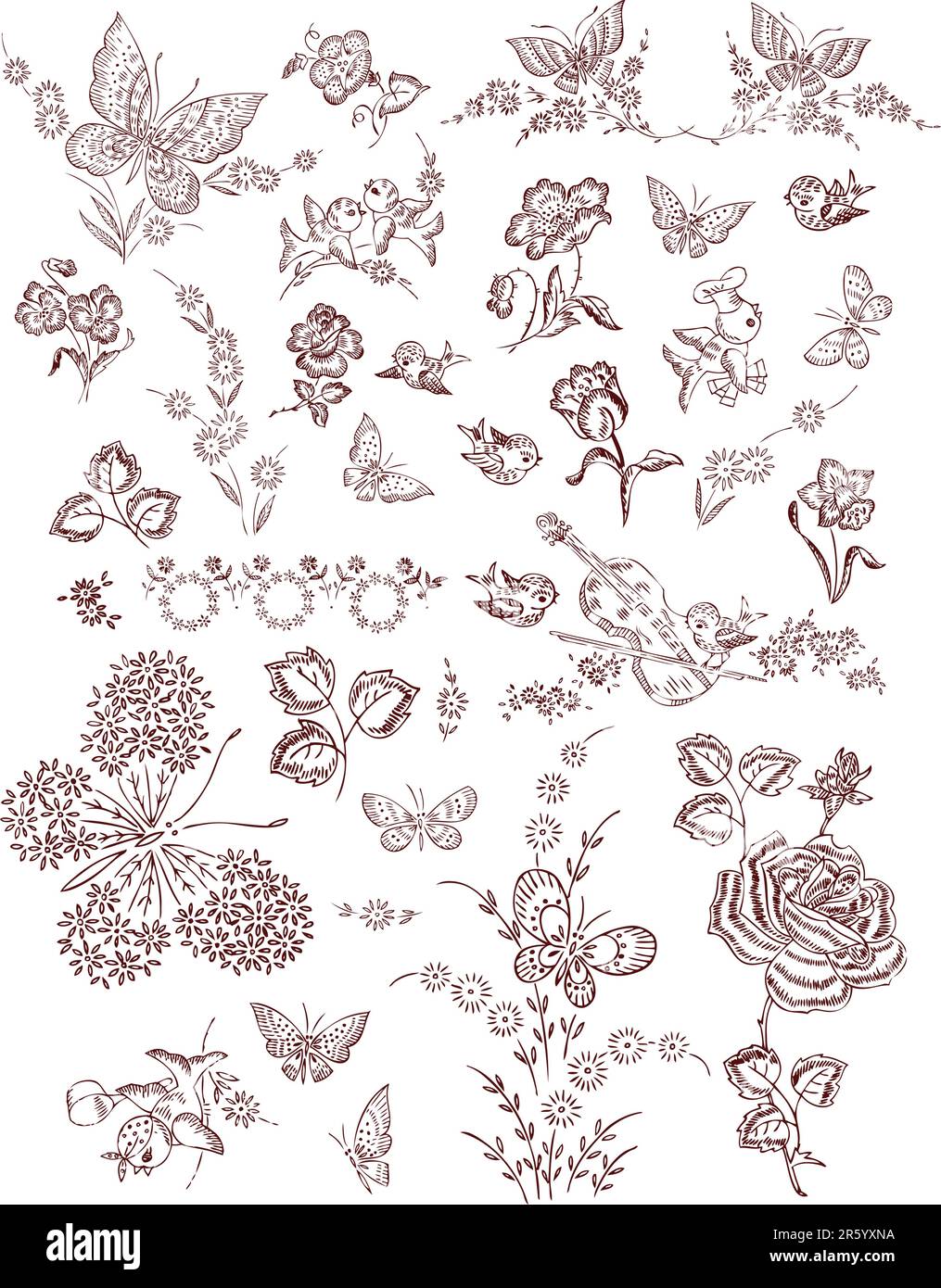 Floral decor elements small Stock Vector Images - Alamy