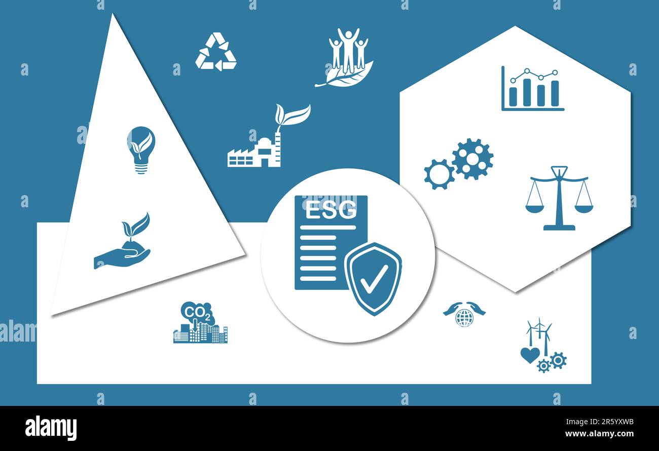 Concept of esg with icons on geometric shapes background Stock Photo ...