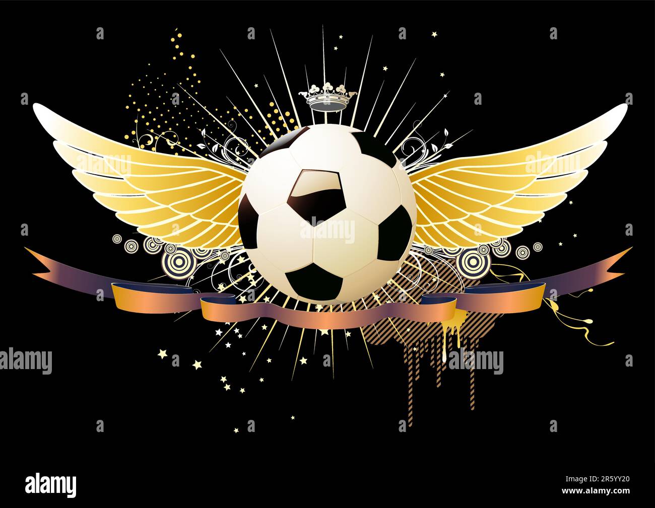 Vector illustration of style soccer football winged emblems Stock ...