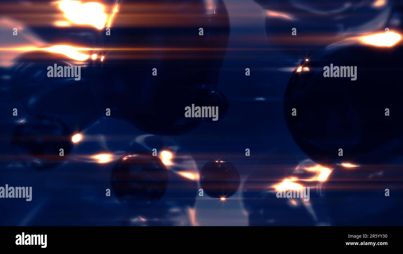 shining blue slime wax liquid particles - dark bokeh backdrop ...