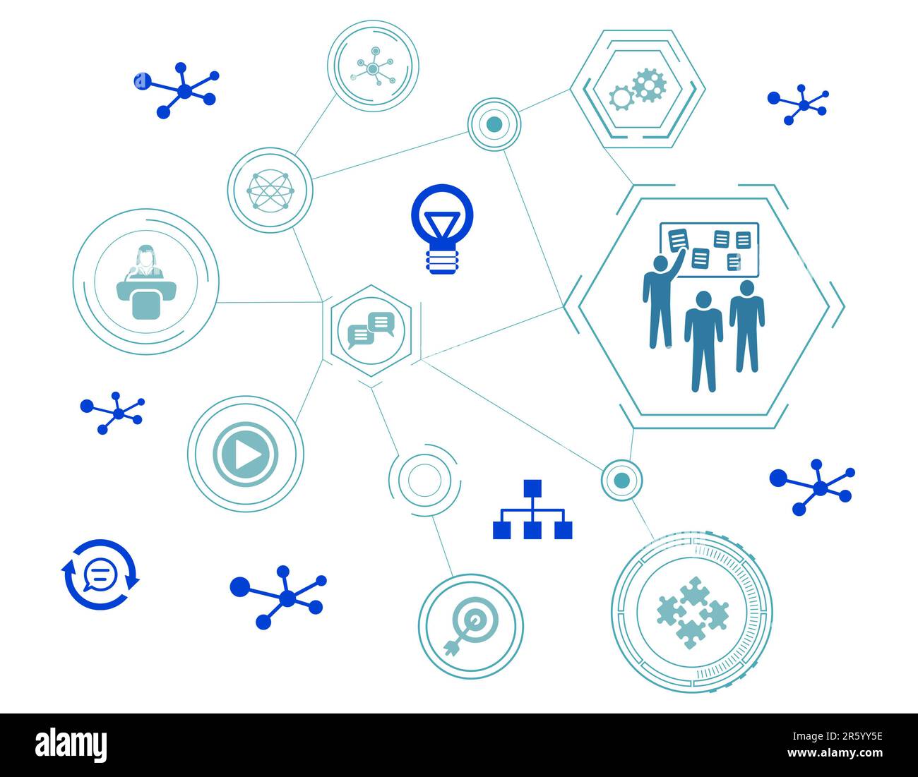Concept of workshop with connected icons Stock Photo - Alamy