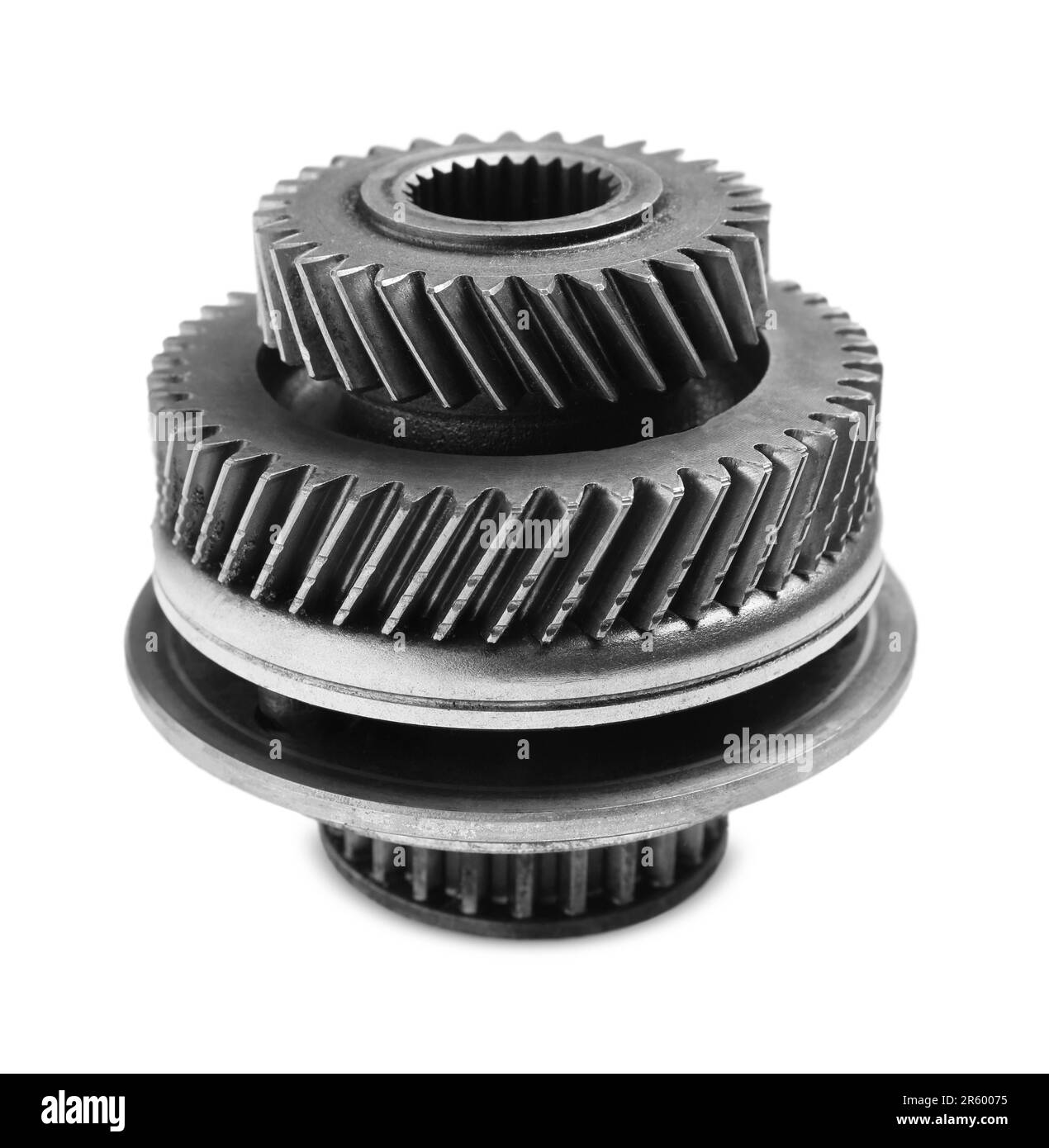 Different stainless steel gears on white background Stock Photo - Alamy