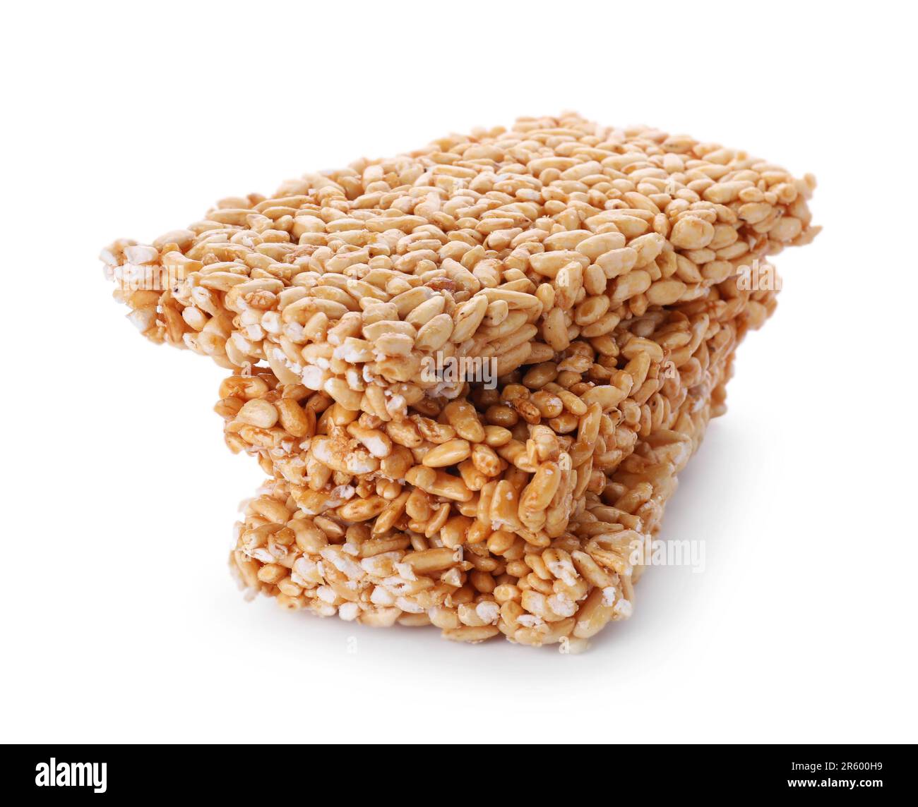 Puffed rice bars (kozinaki) on white background Stock Photo - Alamy