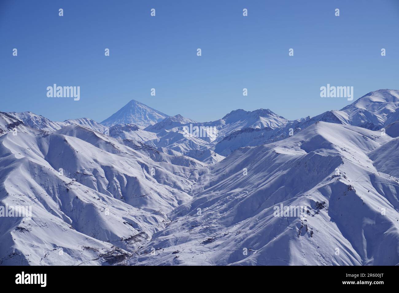 This photo was taken at the top of Darband Sar ski resort from Damavand ...