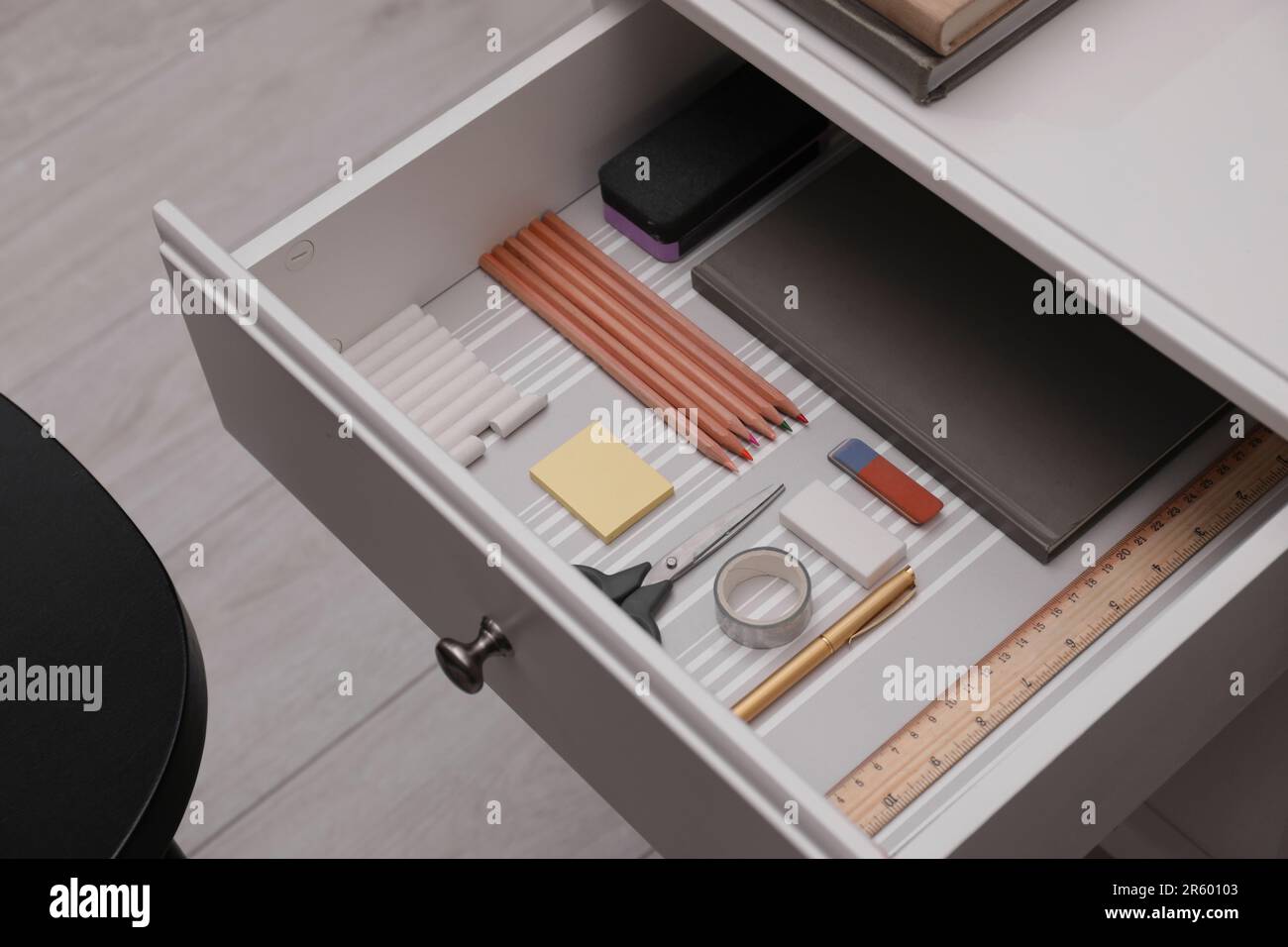 Desk notebook open drawer hi-res stock photography and images - Alamy