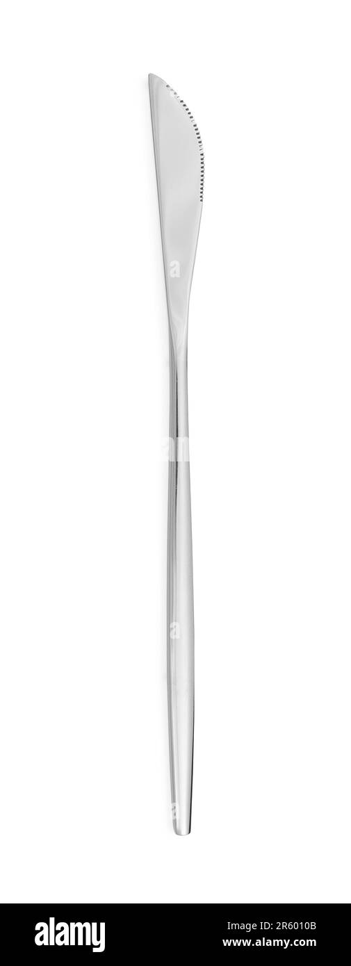 One new shiny knife isolated on white, top view Stock Photo - Alamy