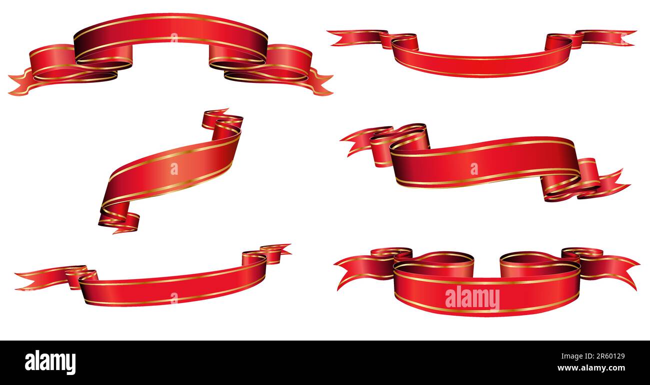 Vector illustration of red blanked bows, ribbons and banners With Space ...
