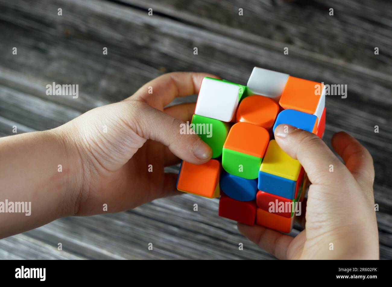 Cairo, Egypt, May 26 2023: Solving the Rubik's Cube by a child ...