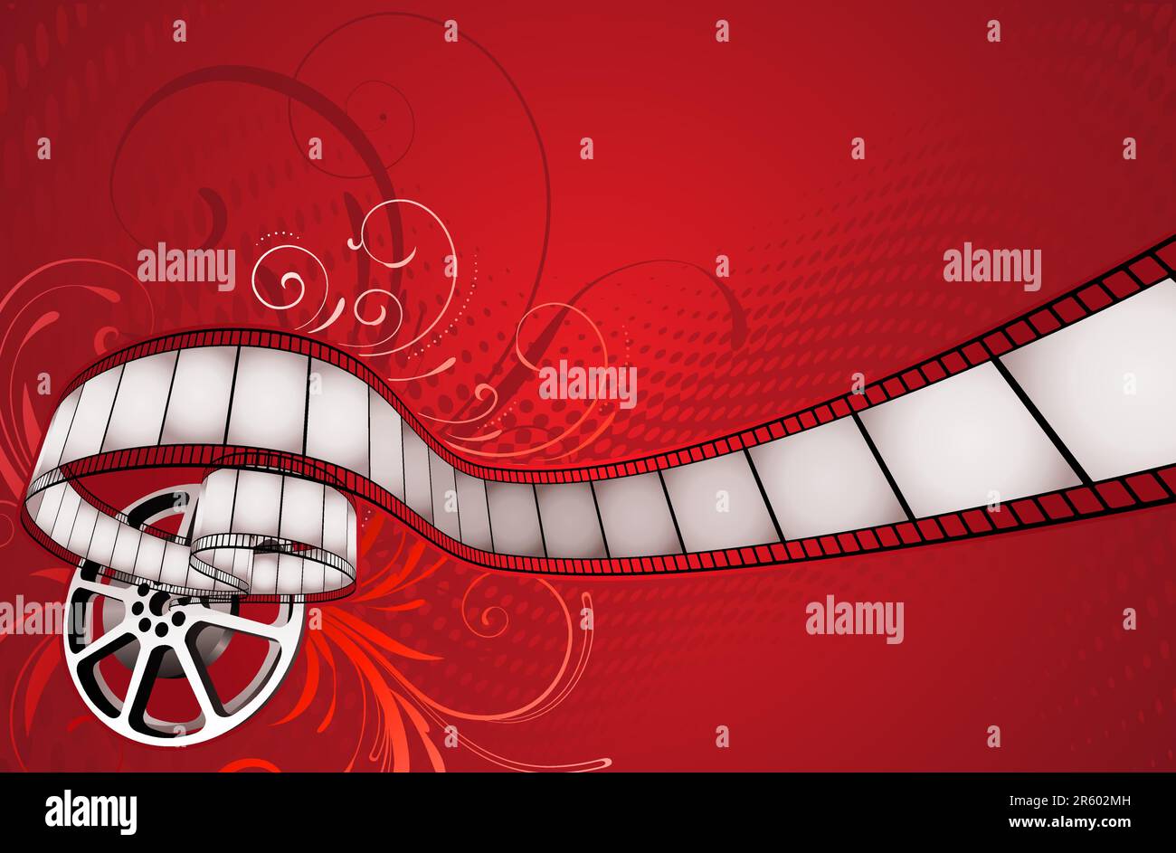 Vector illustration of red floral abstract background with film and ...
