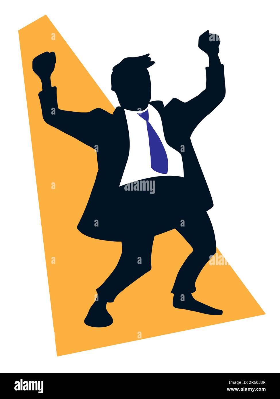 Successful businessman celebrating victory rising hands upward Stock ...