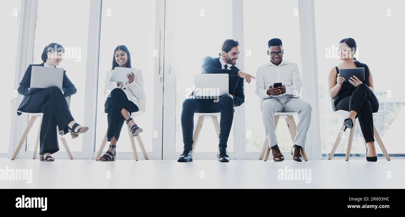 Diversity, teamwork and digital device to connect or communication or ...