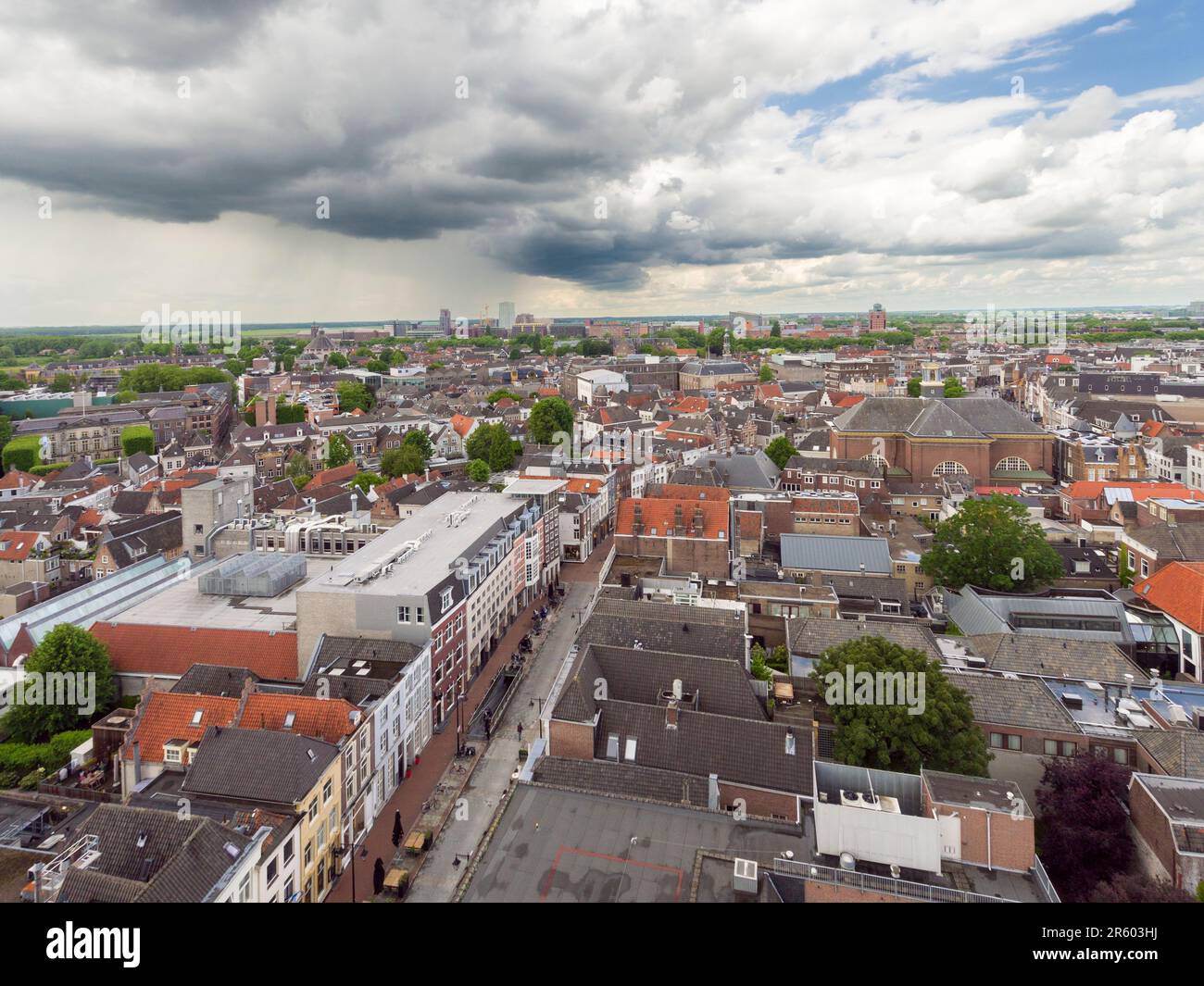 The view west over the Dutch city of Den Bosch from the west tower of ...
