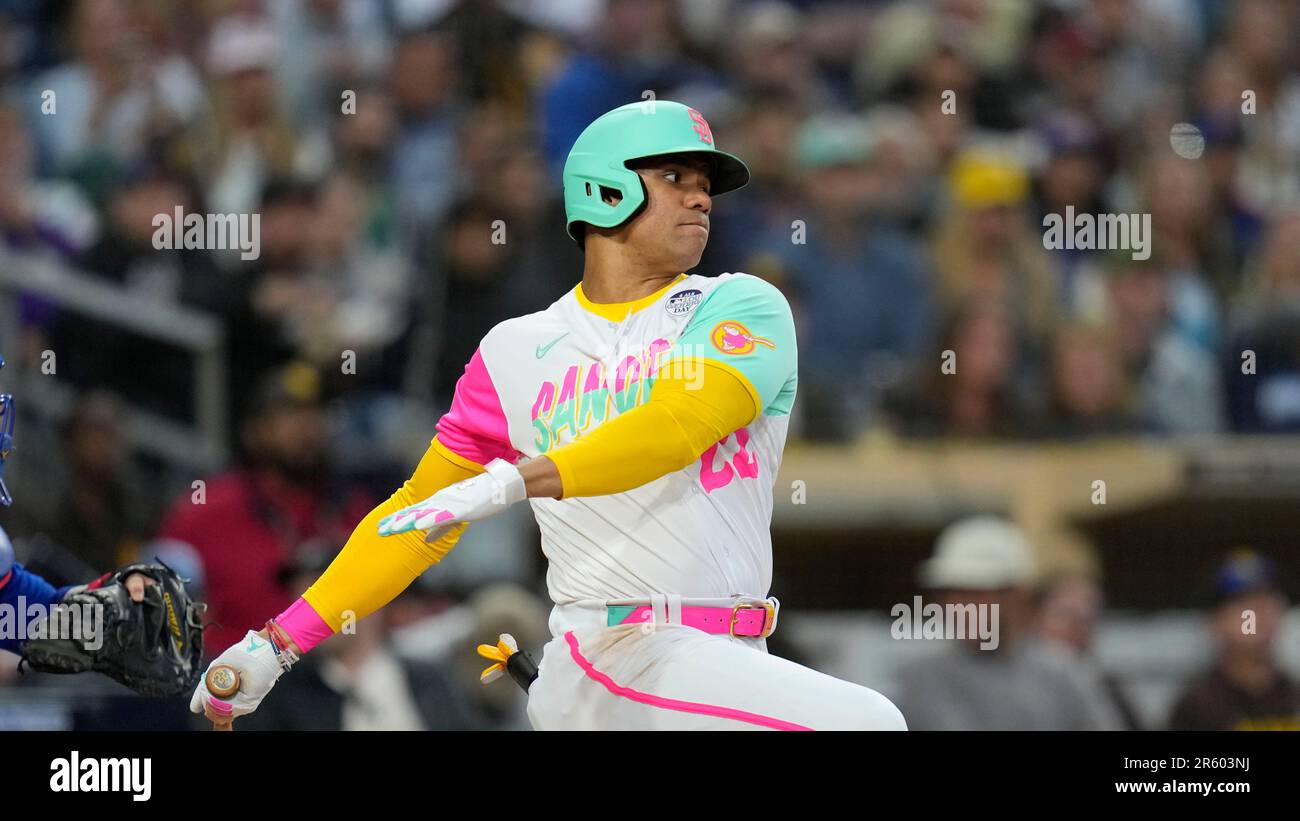 San Diego Padres' Juan Soto batting during the fourth inning of a ...