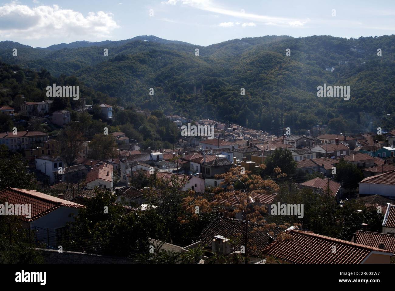 Greece, Northeastern Aegean, Lesvos island Agiasos and around the ...