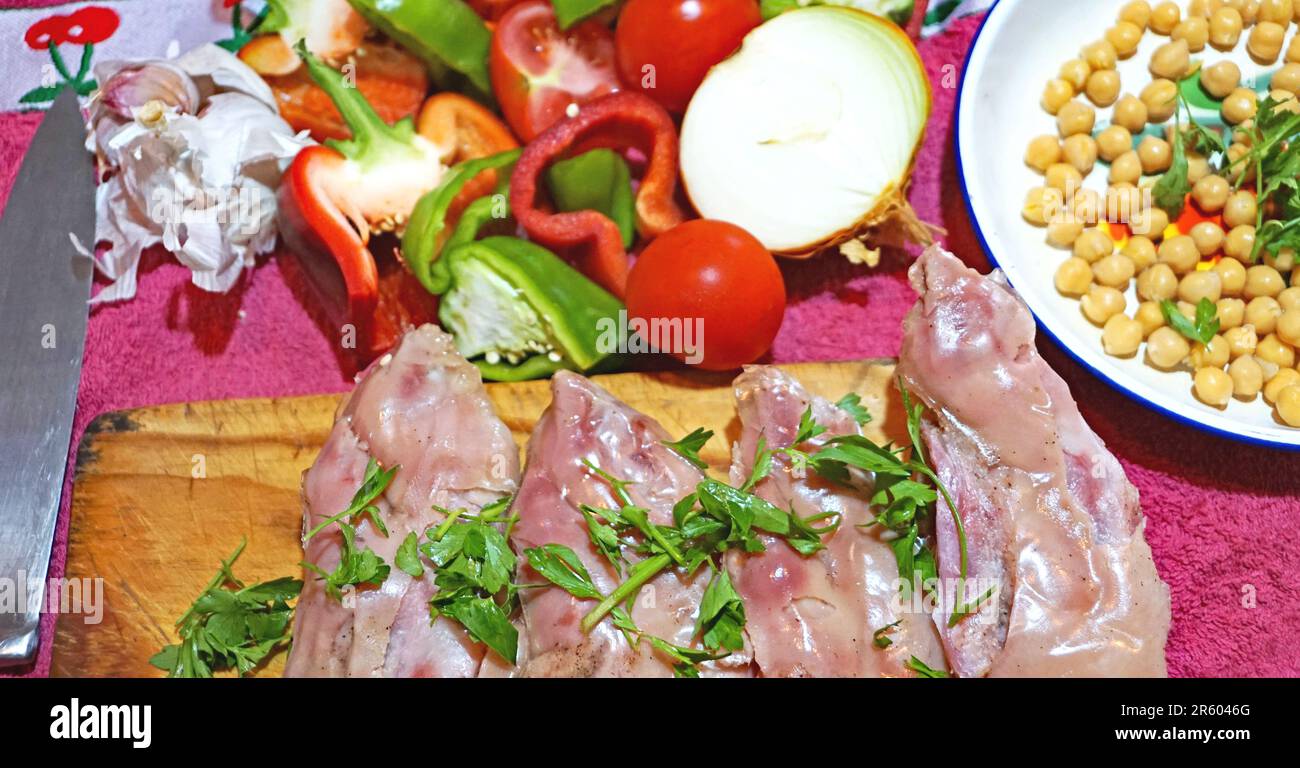 Prepared vegetables and pig trotters for cooking Stock Photo - Alamy