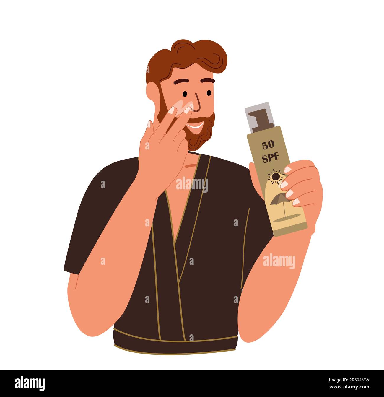 Attractive Man Apply SPF protective cream.Male face caring routine ...