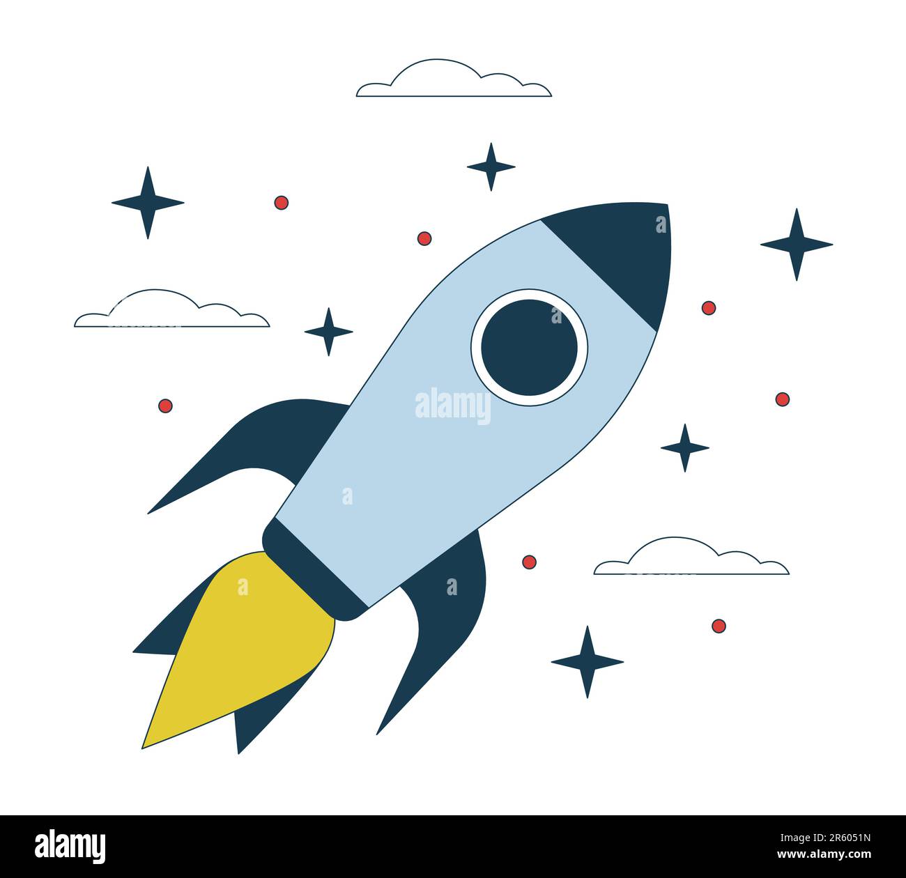 Spaceship in space flat line vector spot illustration Stock Vector ...