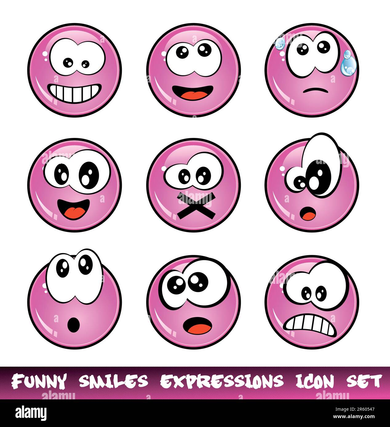 Colorful Set of Funny Smiles with different expressions Stock Vector ...