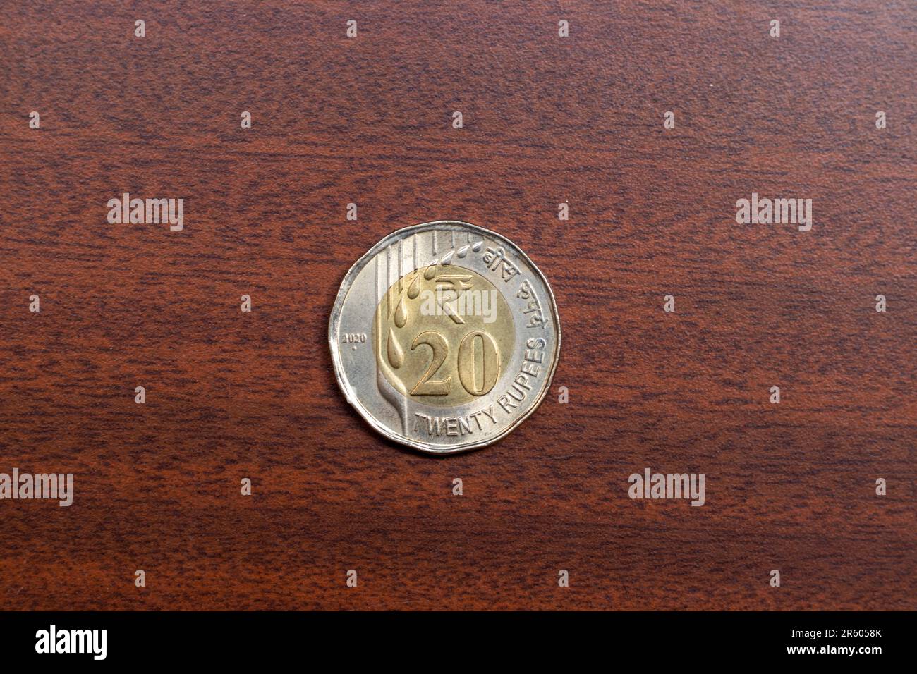 20 rupees of Indian currency coins Stock Photo - Alamy