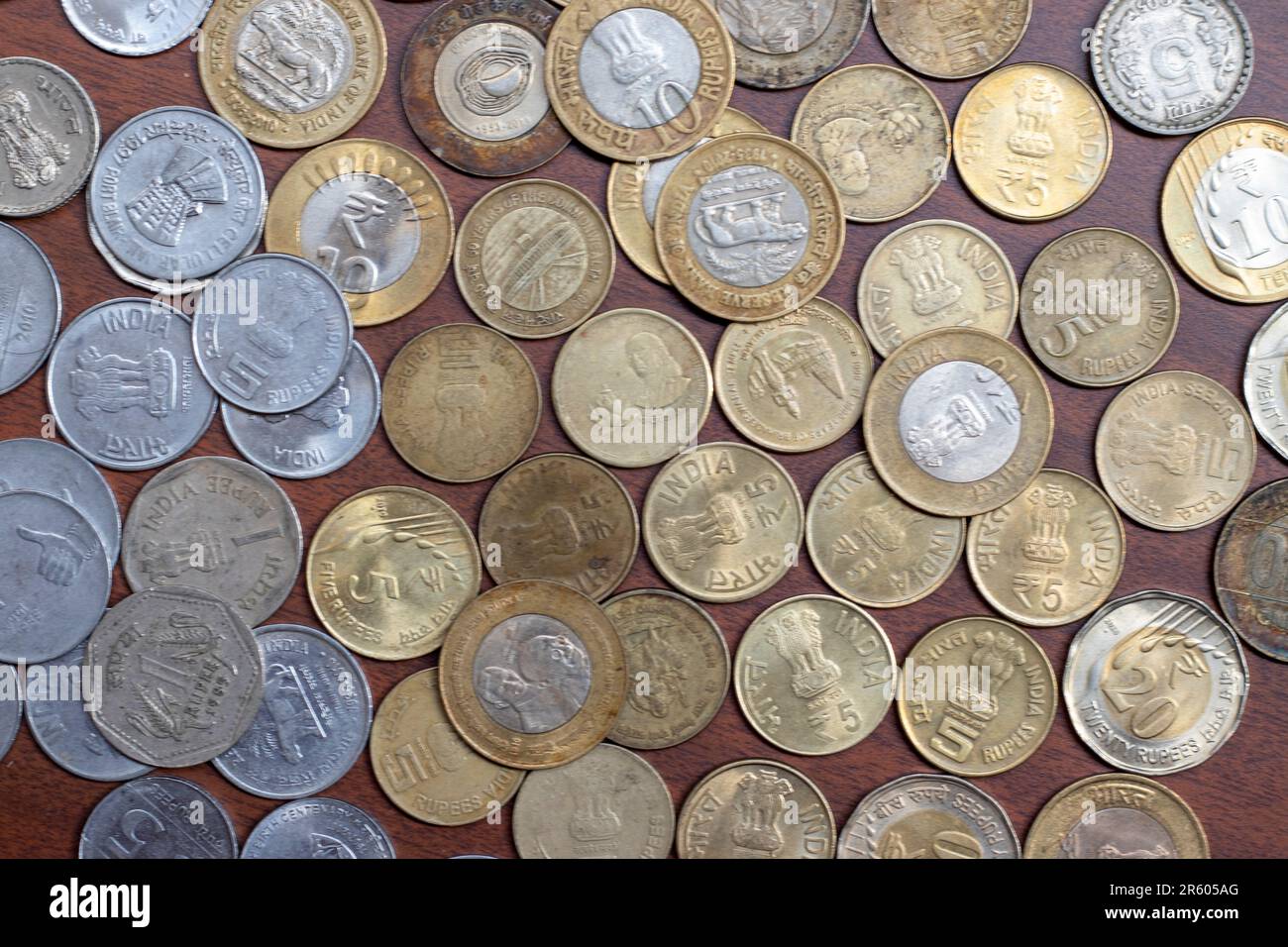 Collection of Indian currency coins Stock Photo - Alamy