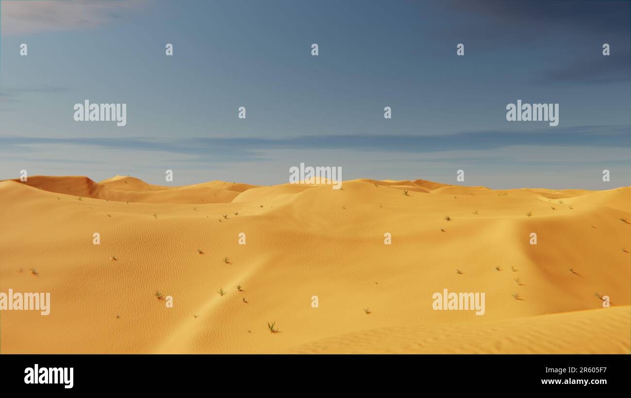 Desert dunes yellow sand, sandy landscape. 3d render Stock Photo - Alamy
