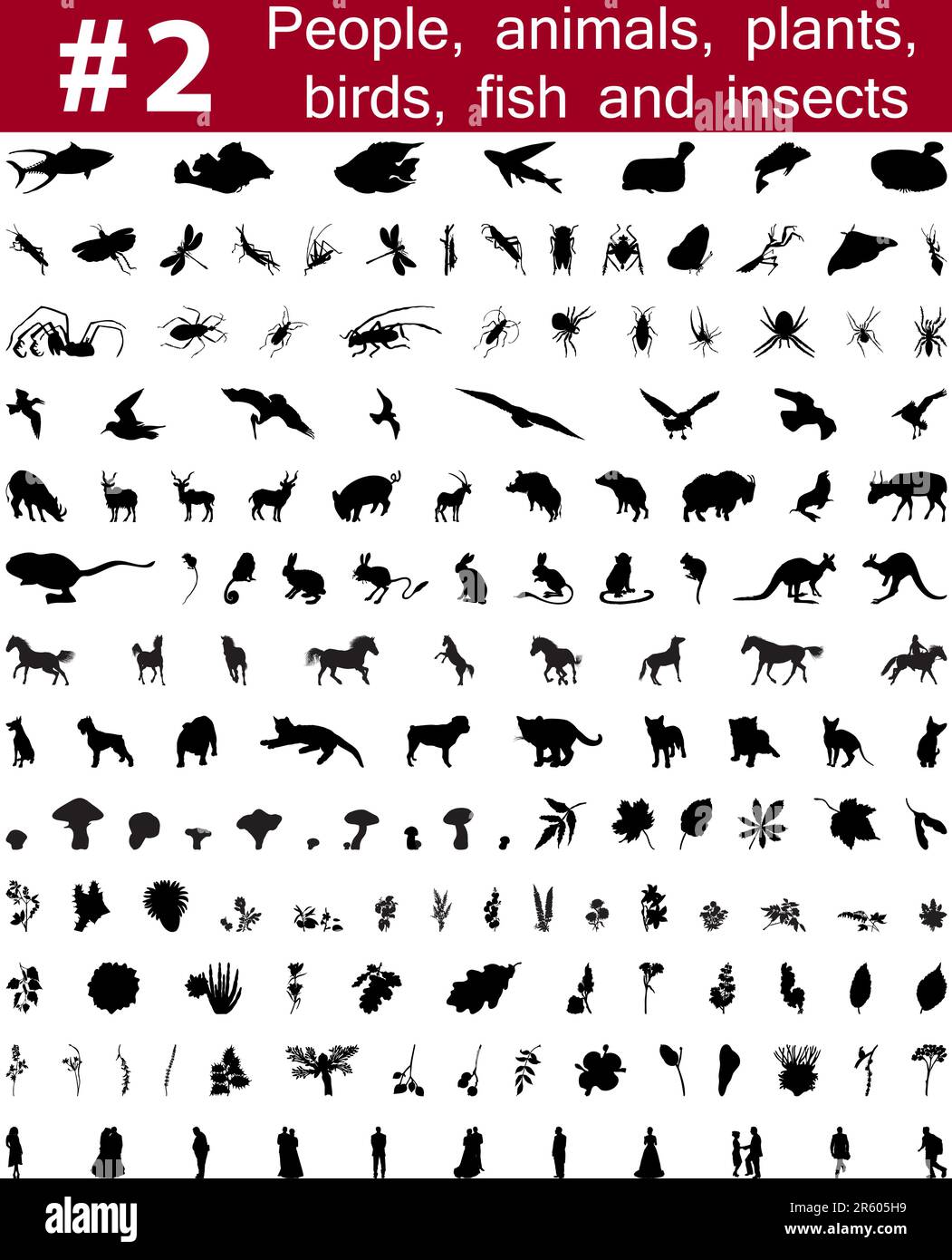 Set # 2.Big collection of collage vector silhouettes of people, animals ...
