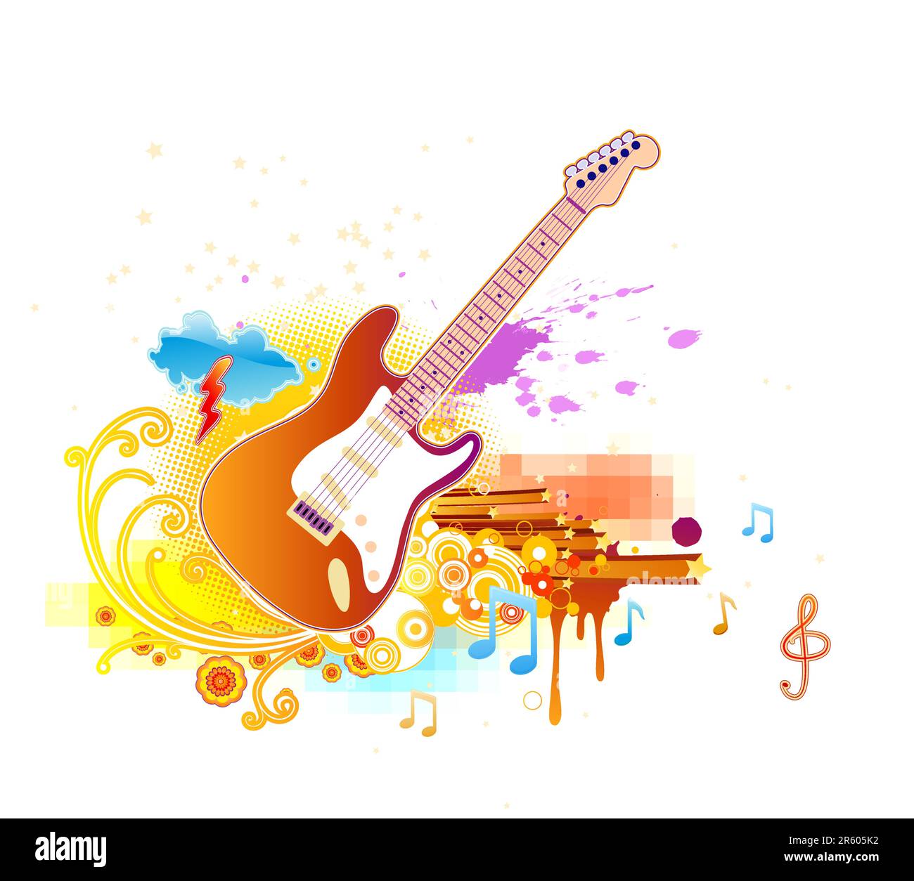 Guitar abstract painting Cut Out Stock Images & Pictures - Alamy