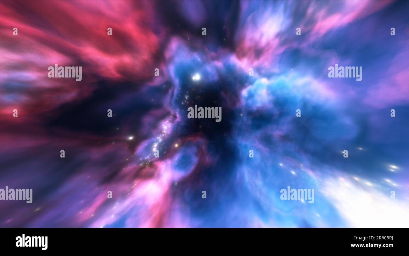 Cosmic nebula in space among stars and galaxies. Gas dust clouds nebula ...