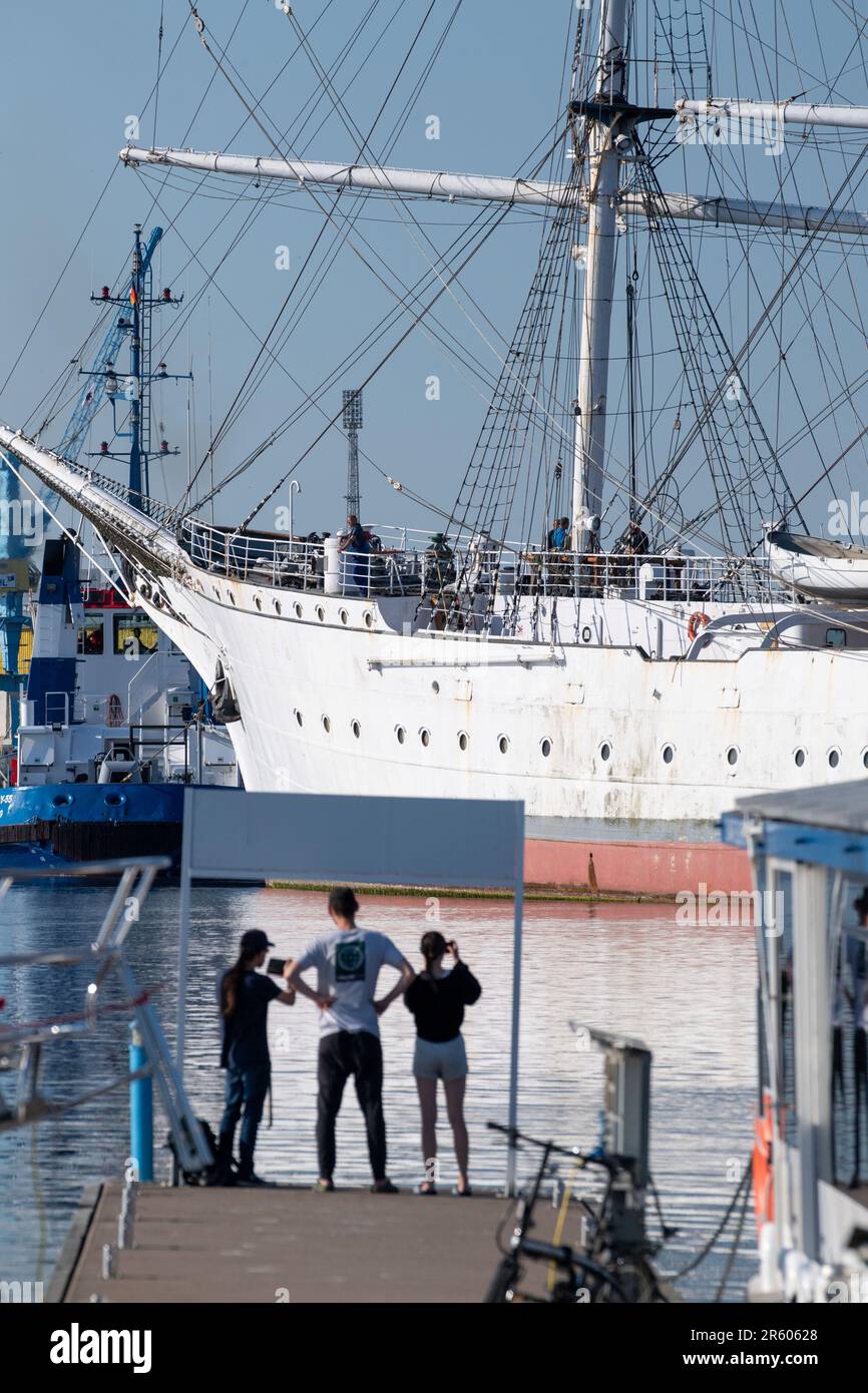 06 June 2023, Mecklenburg-Western Pomerania, Stralsund: The sailing ...