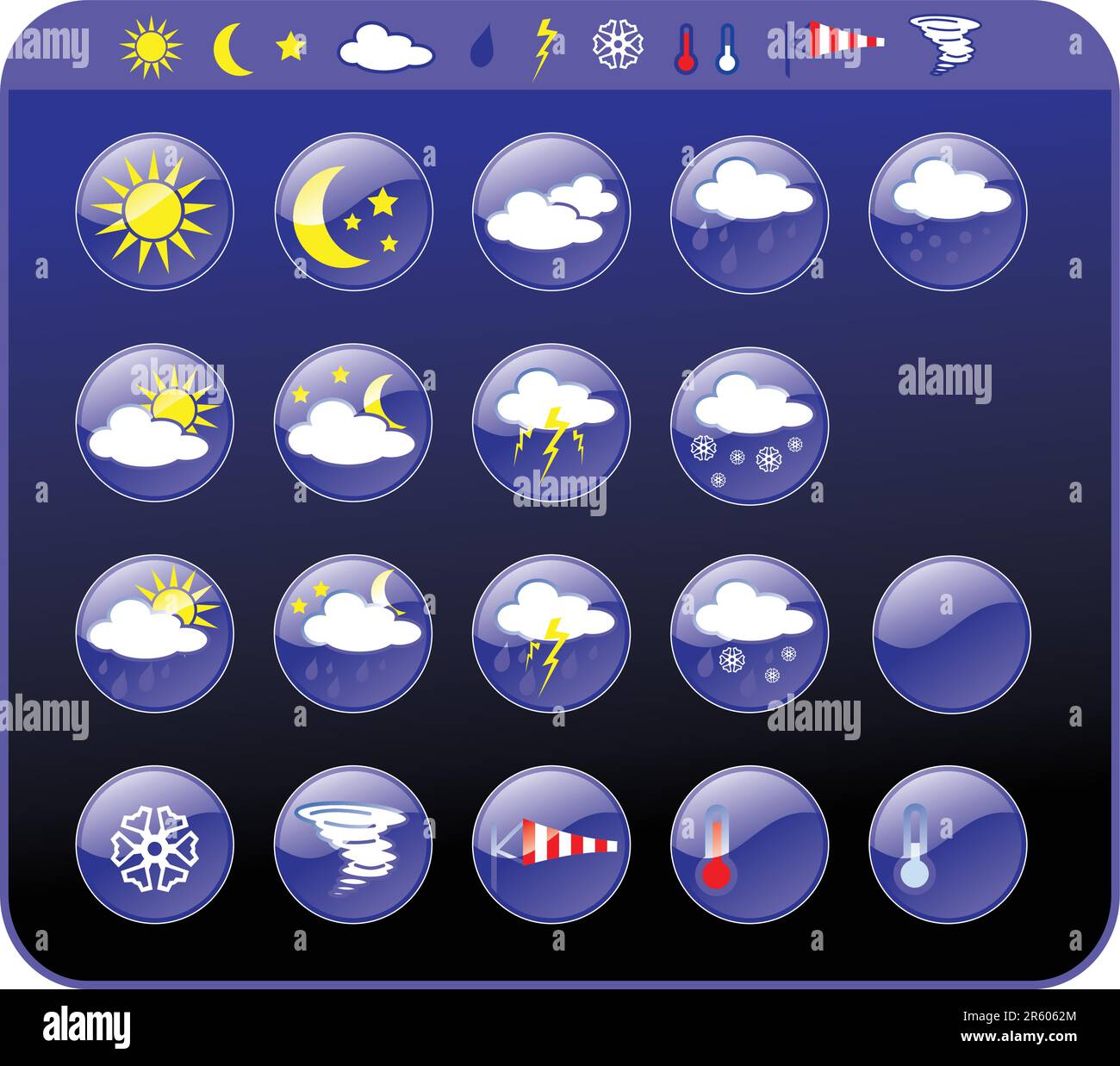 Symbols for the indication of weather. Vector illustration Stock Vector ...