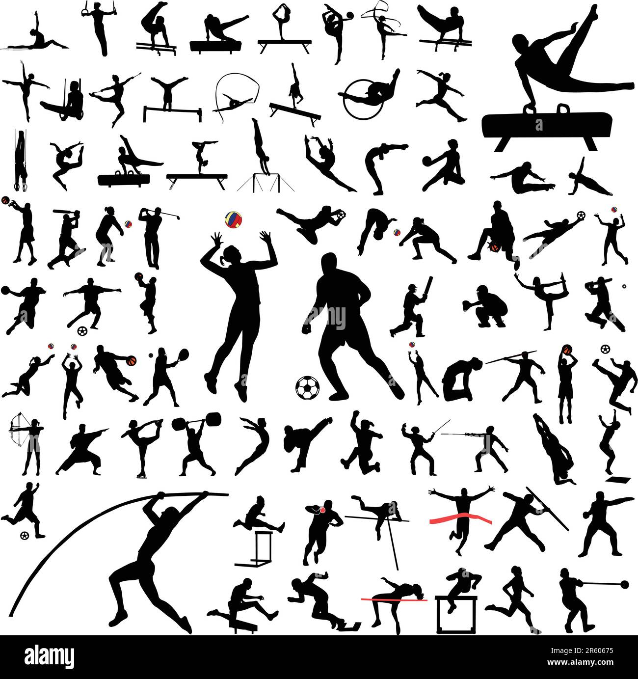 80 high quality sport silhouettes collection - vector Stock Vector ...