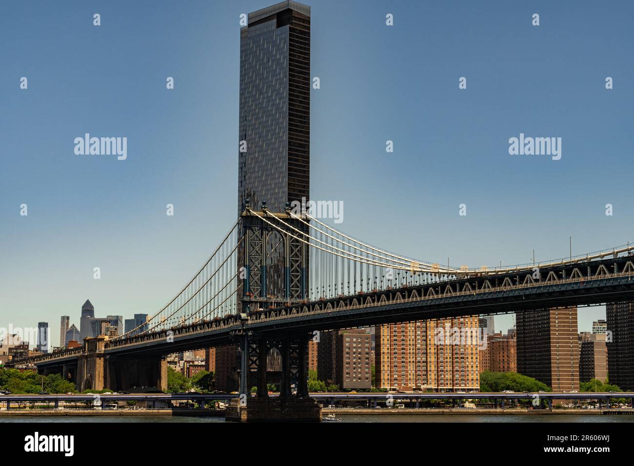 Manhattan Bridge viewed from underneath, from DUMBO, Brooklyn Stock ...