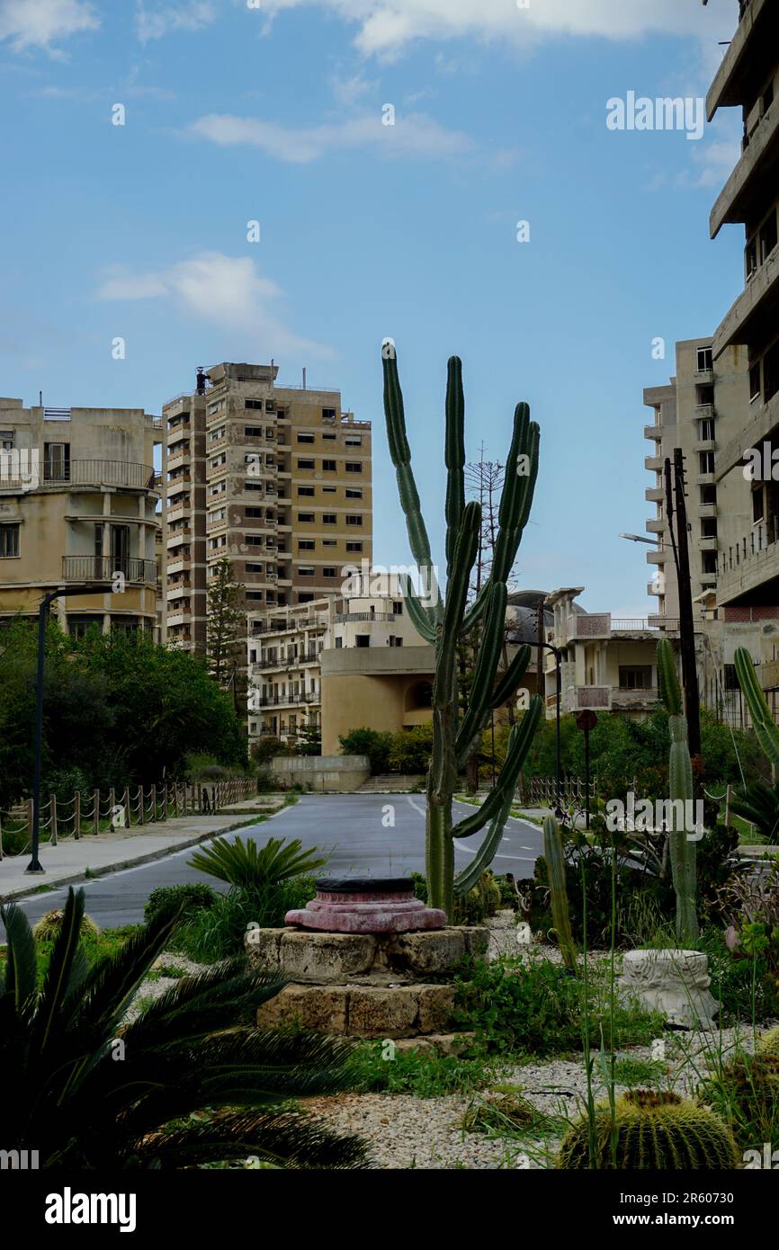 5 April 2023 Famagusta Cyprus. Closed Maras abondoned city in Famagusta ...