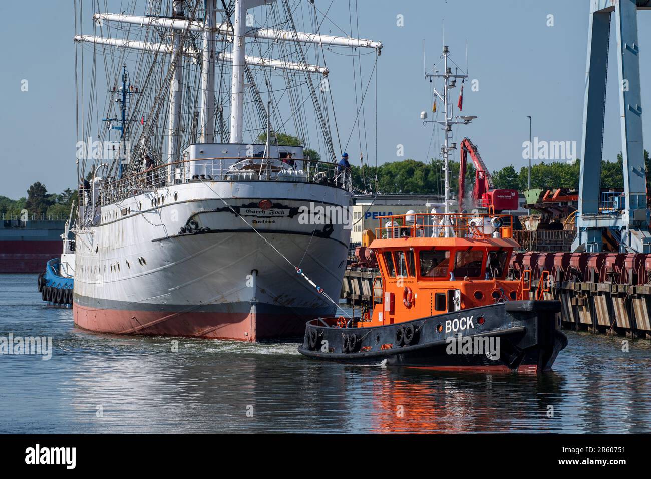 06 June 2023, Mecklenburg-Western Pomerania, Stralsund: The sailing ...
