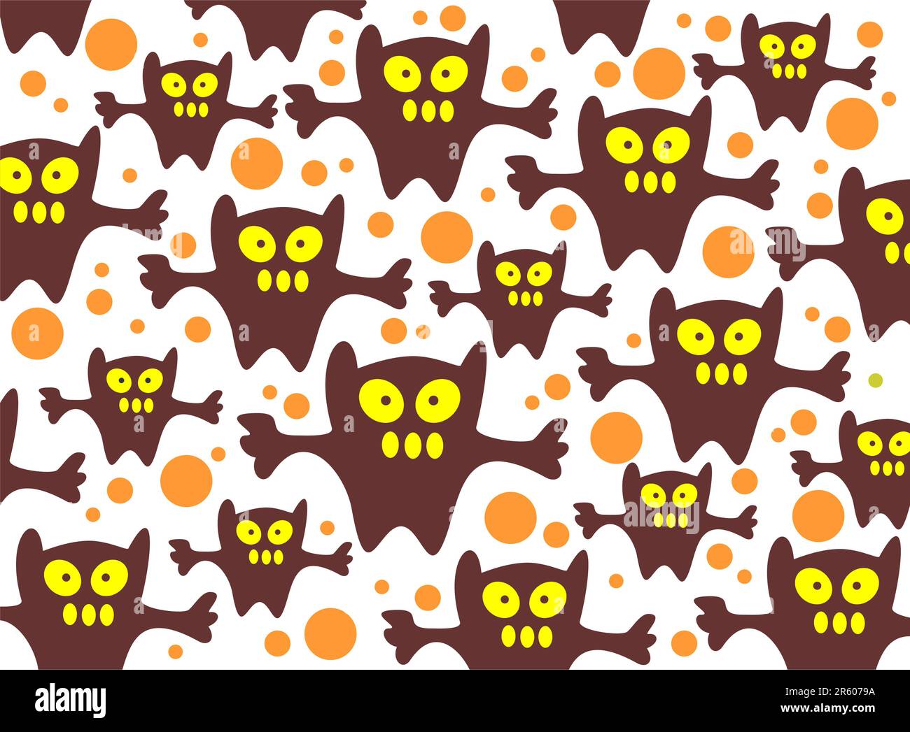 Monsters pattern on an orange background. Halloween illustration Stock ...