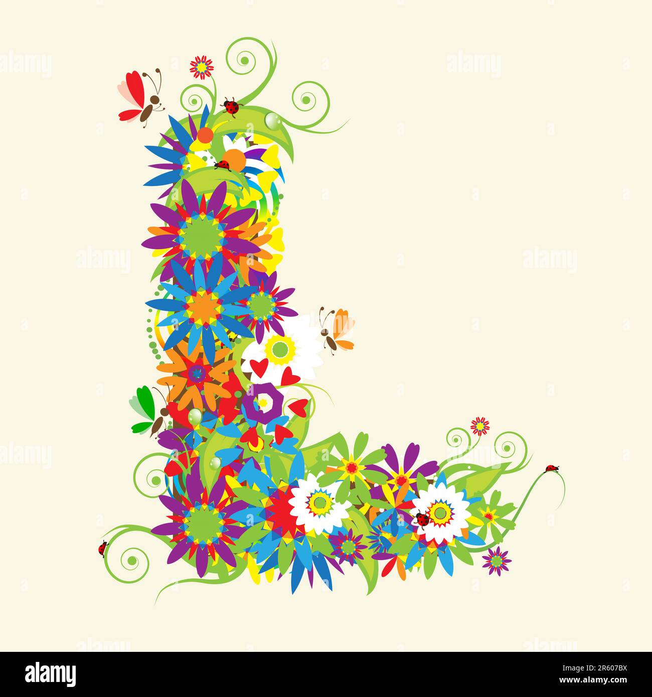 Letter L, floral design. See also letters in my gallery Stock Vector ...