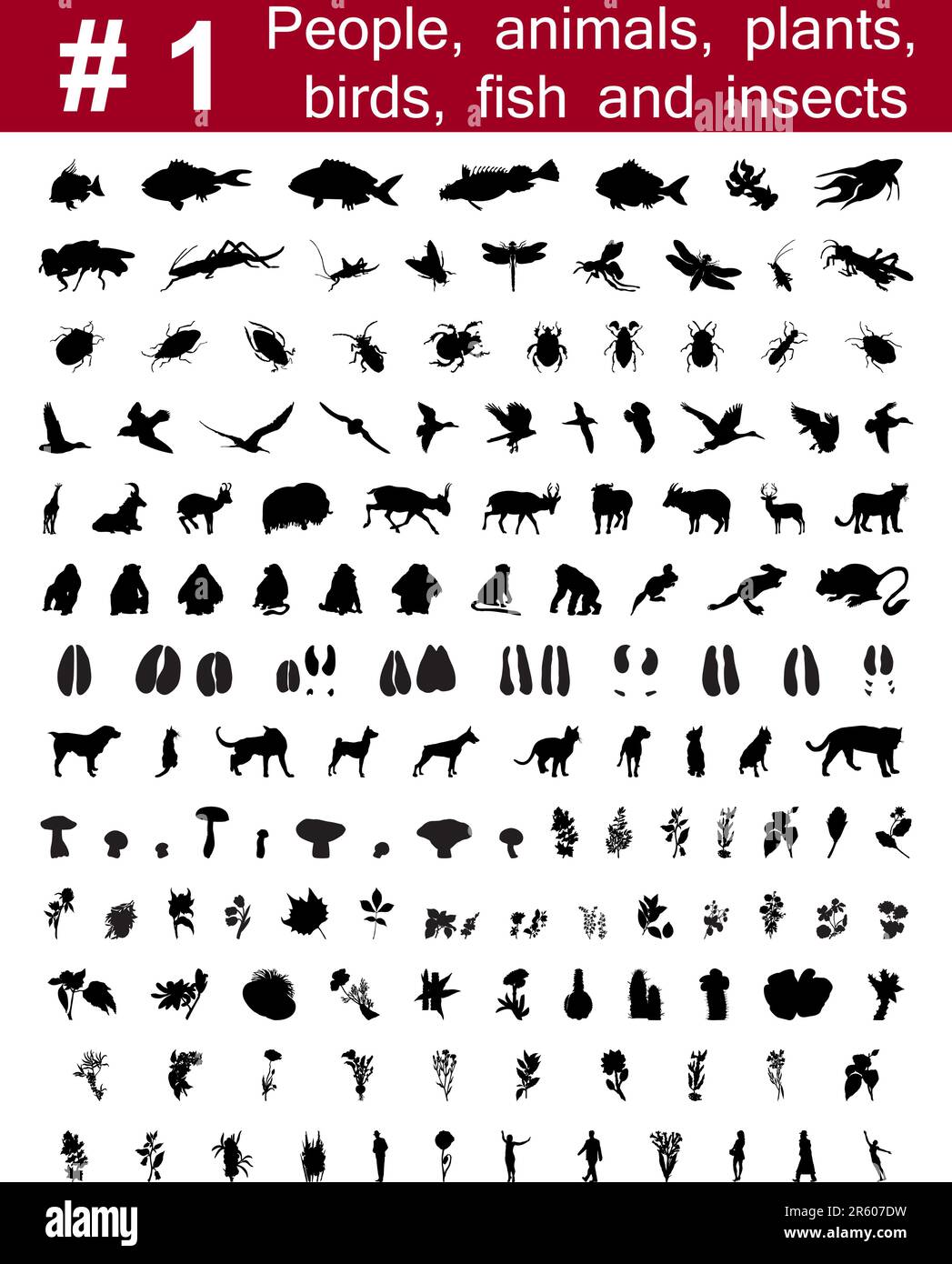 Set # 1.Big collection of collage vector silhouettes of people, animals ...
