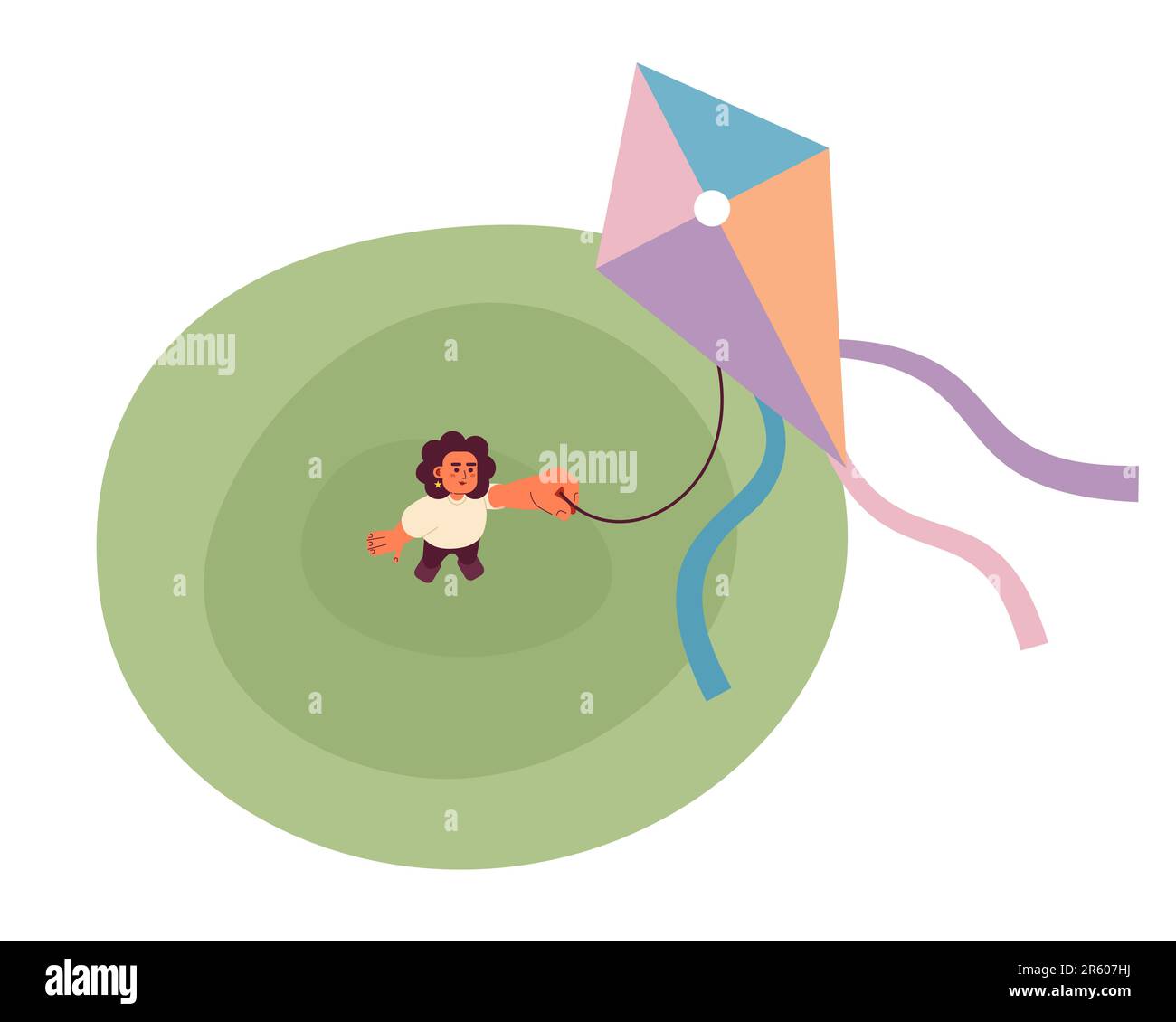 Girl flying kite flat vector spot illustration Stock Vector Image & Art ...
