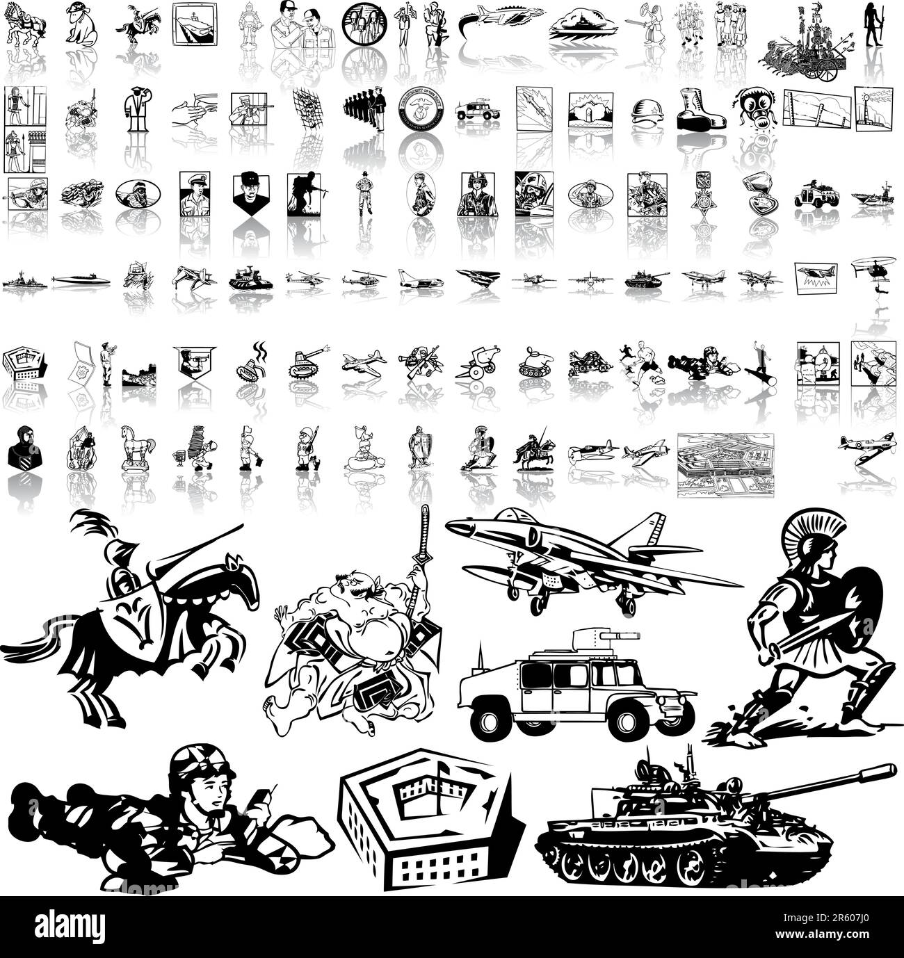 Army set of black sketch. Part 2. Isolated groups and layers Stock ...