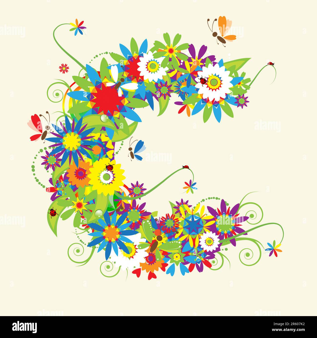 Letter C, floral design. See also letters in my gallery Stock Vector ...