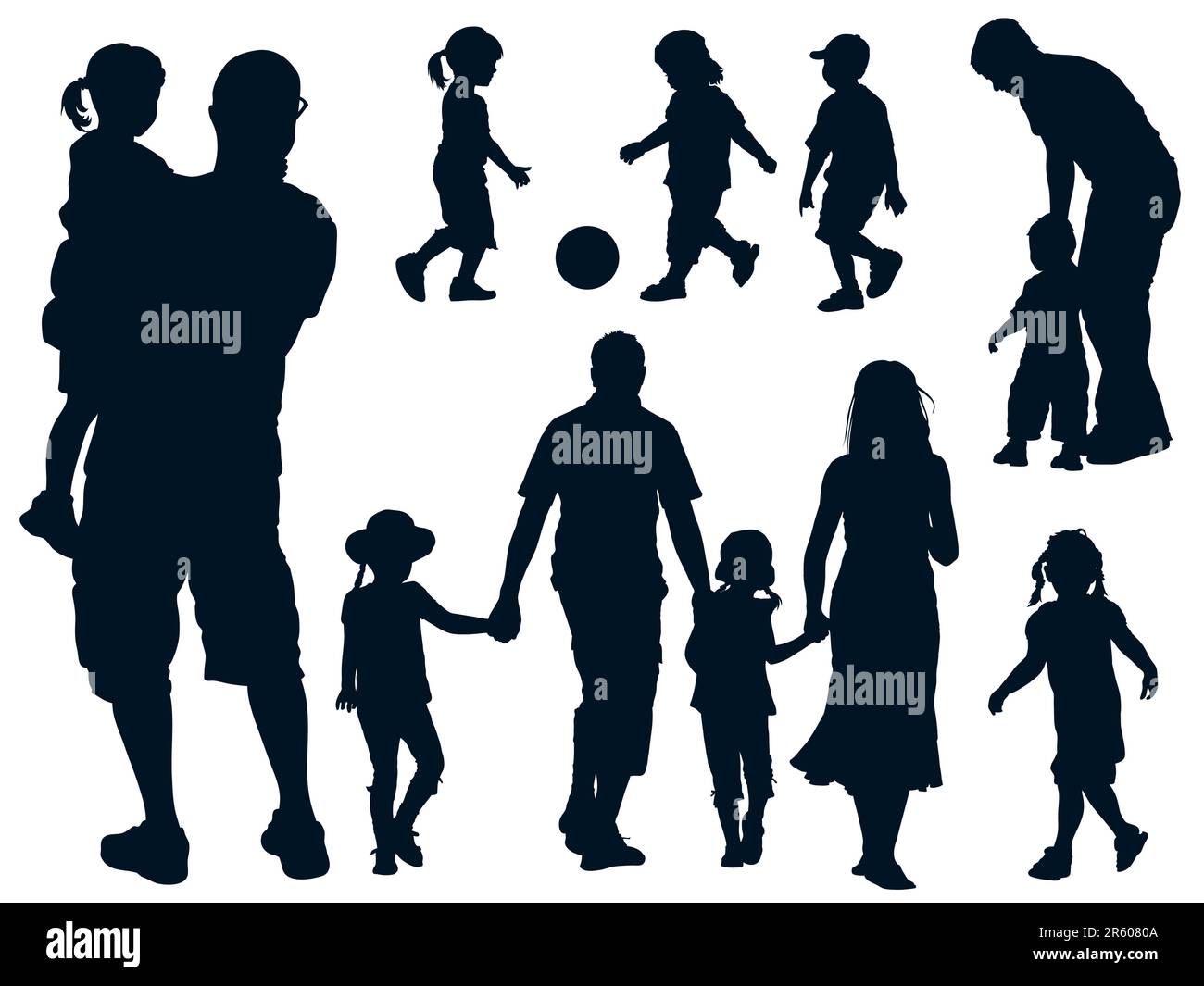 Set parents children silhouettes Cut Out Stock Images & Pictures - Alamy
