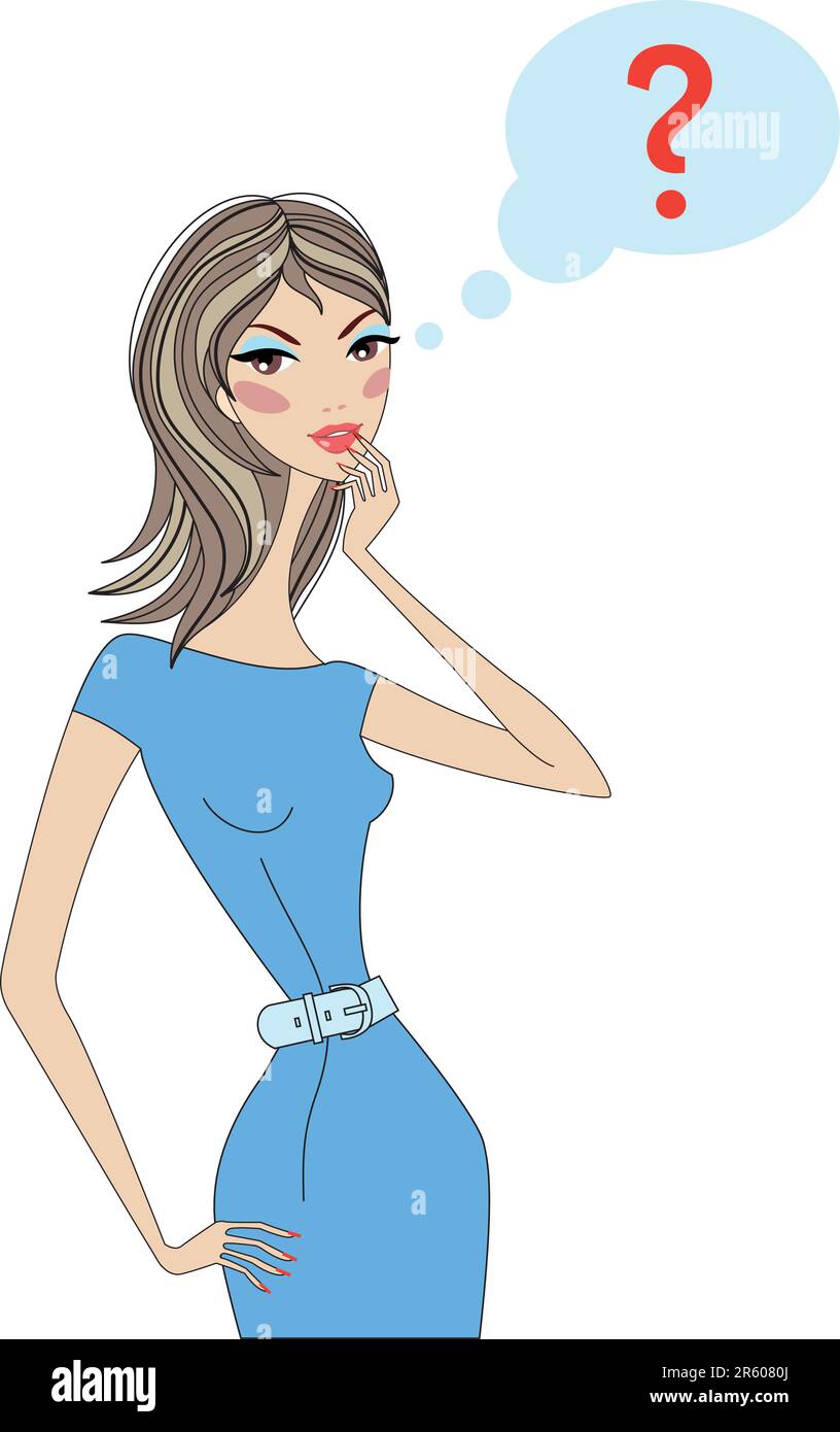 woman thinking about a question, vector Stock Vector Image & Art - Alamy