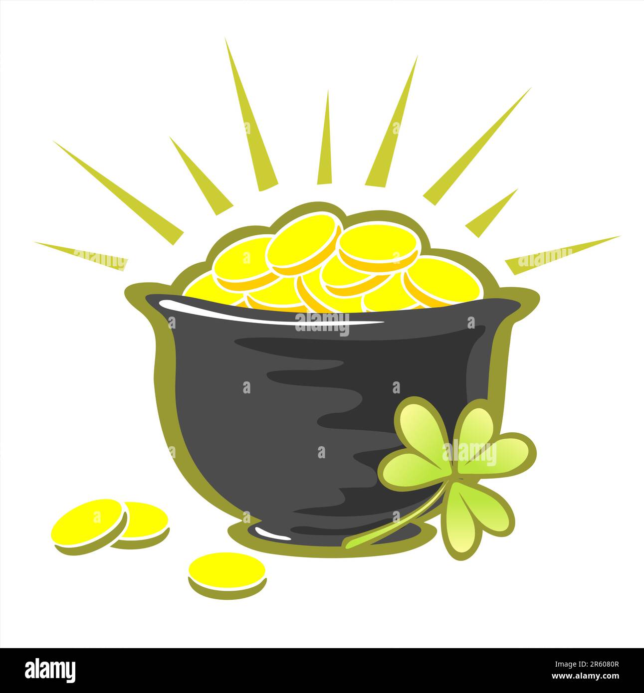 Pot with golden coins for St. Patrick's Day. Celebratory illustration ...