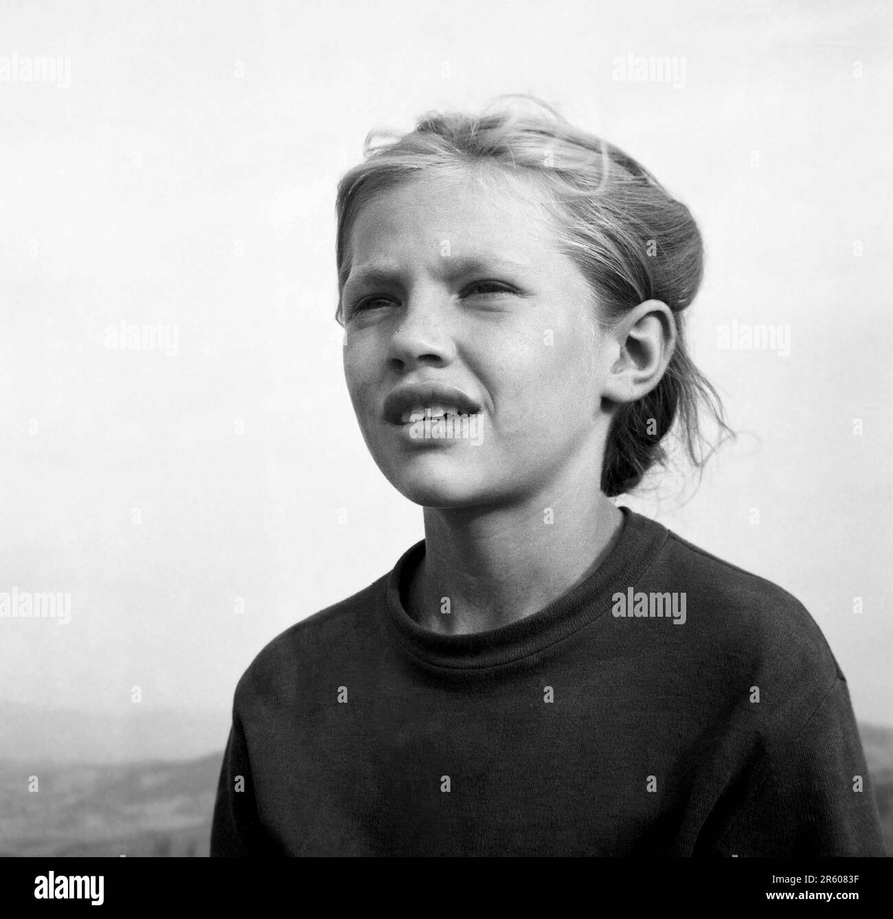 Portrait of a young girl in Romania's countryside, approx. 1976 Stock ...